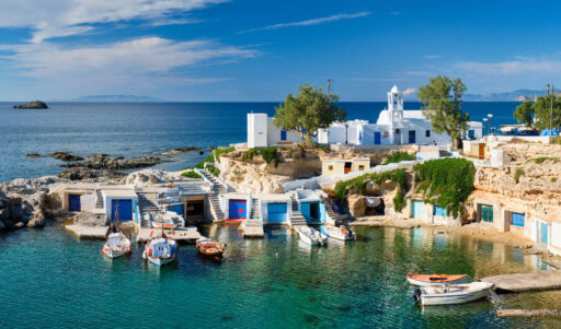 Cycladic architecture, stunningly blending with the endless blue of the ...